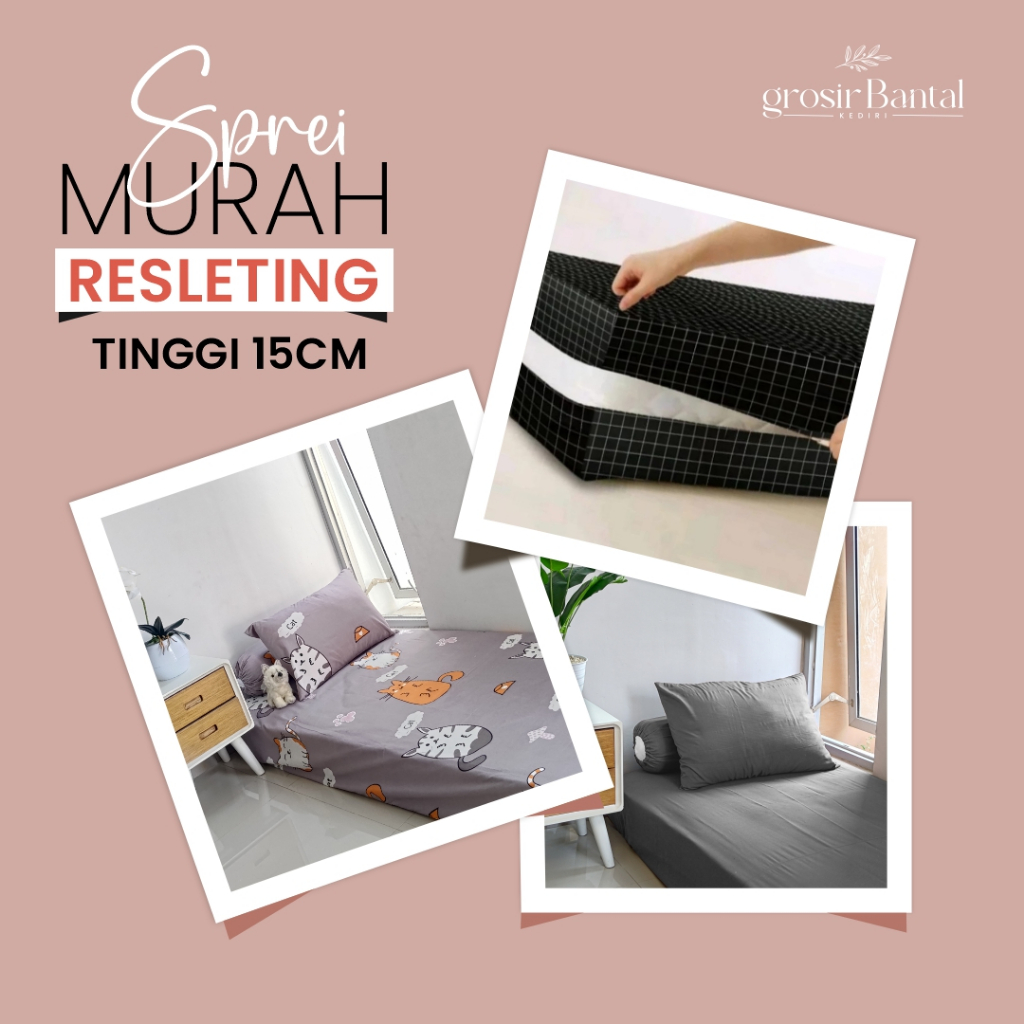 Jual Sprei Sarung Kasur Busa Resleting Tinggi 15 ukuran 90 100 120 140 ...