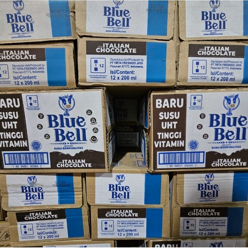 Jual Blue Bell Susu UHT Coklat Siap Minum 200 ml (isi 12 Botol ...