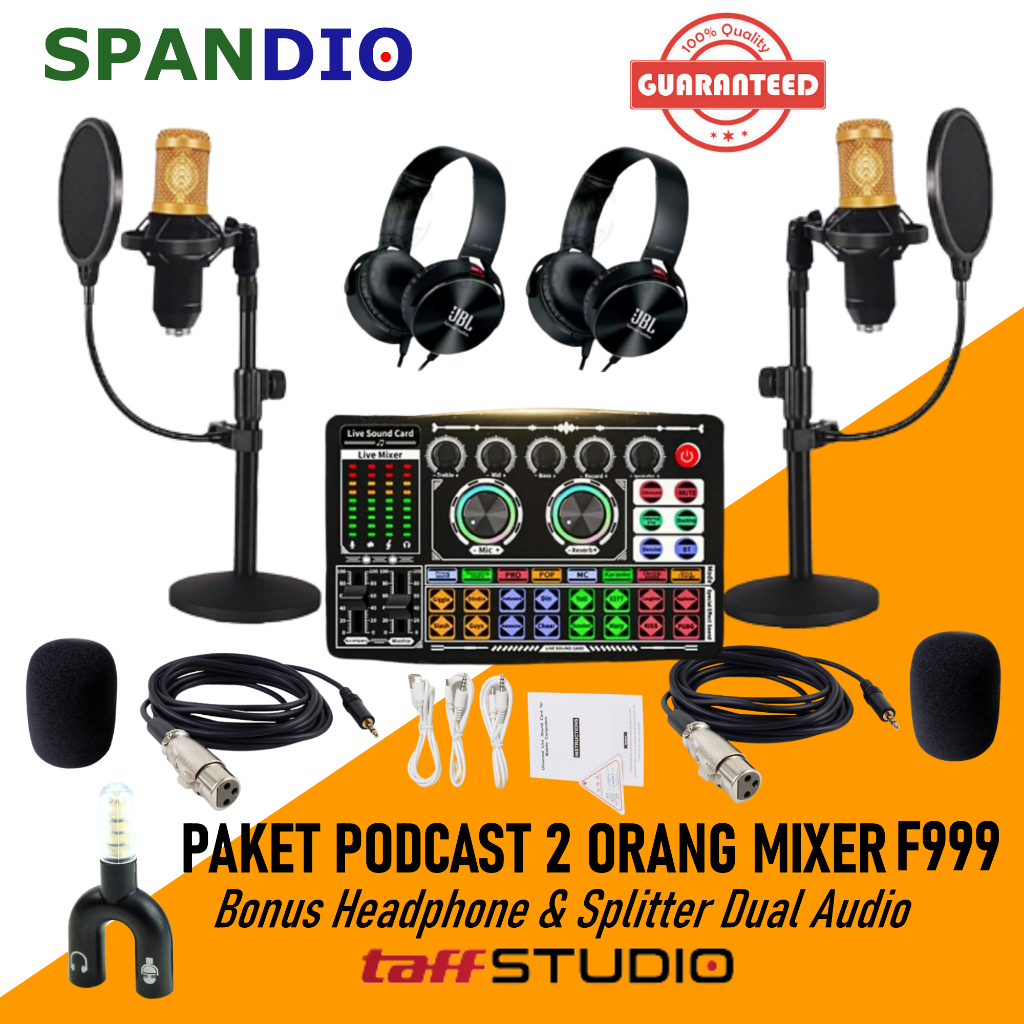 Jual PROMO PAKET PODCAST 2 Orang Mic Condenser Microphone Bm800 Mixer ...