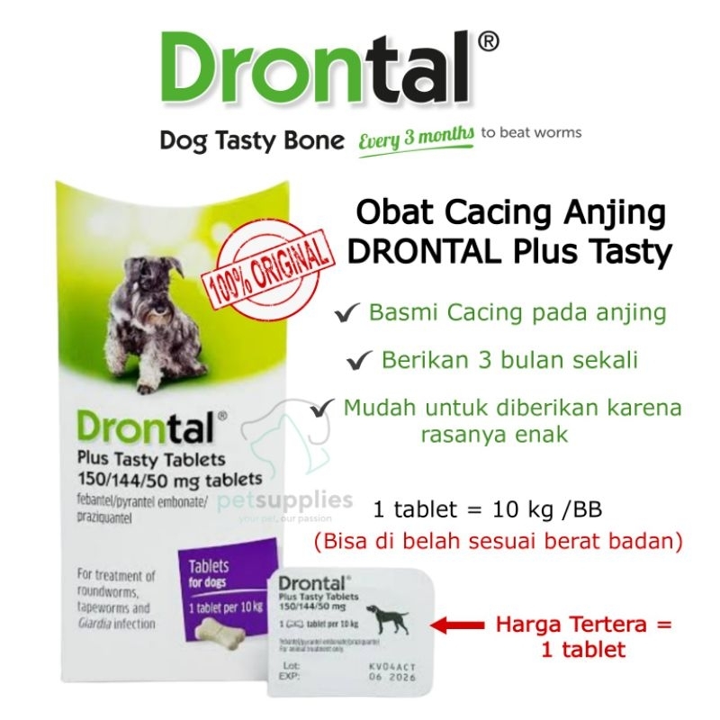 Jual Obat Cacing Anjing DRONTAL Flavour Orginal Bentuk Tulang Bone ...