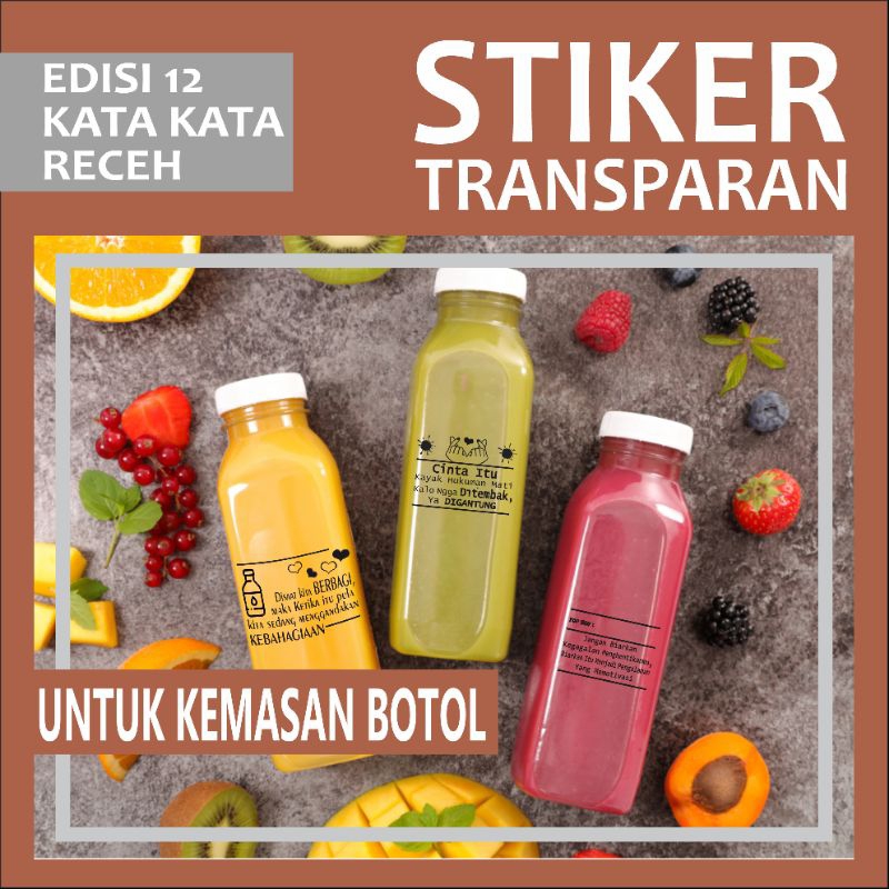 Jual STIKER Transparan KATA-KATA LUCU untuk KEMASAN BOTOL minuman ...