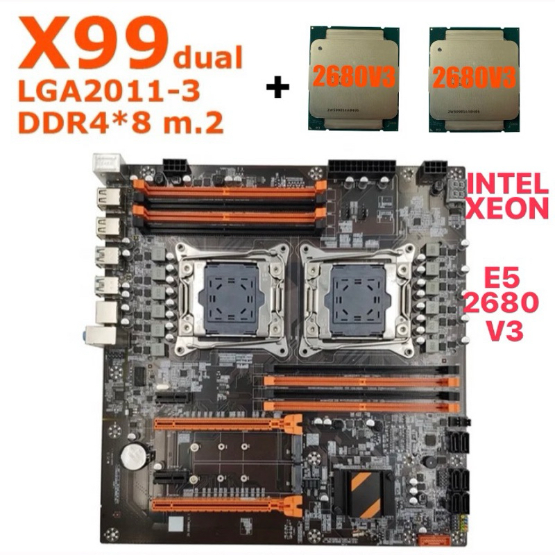 Jual Motherboard X99 Dual Cpu Lga 2011 + 2x Intel Xeon E5 2680 V3 24 ...