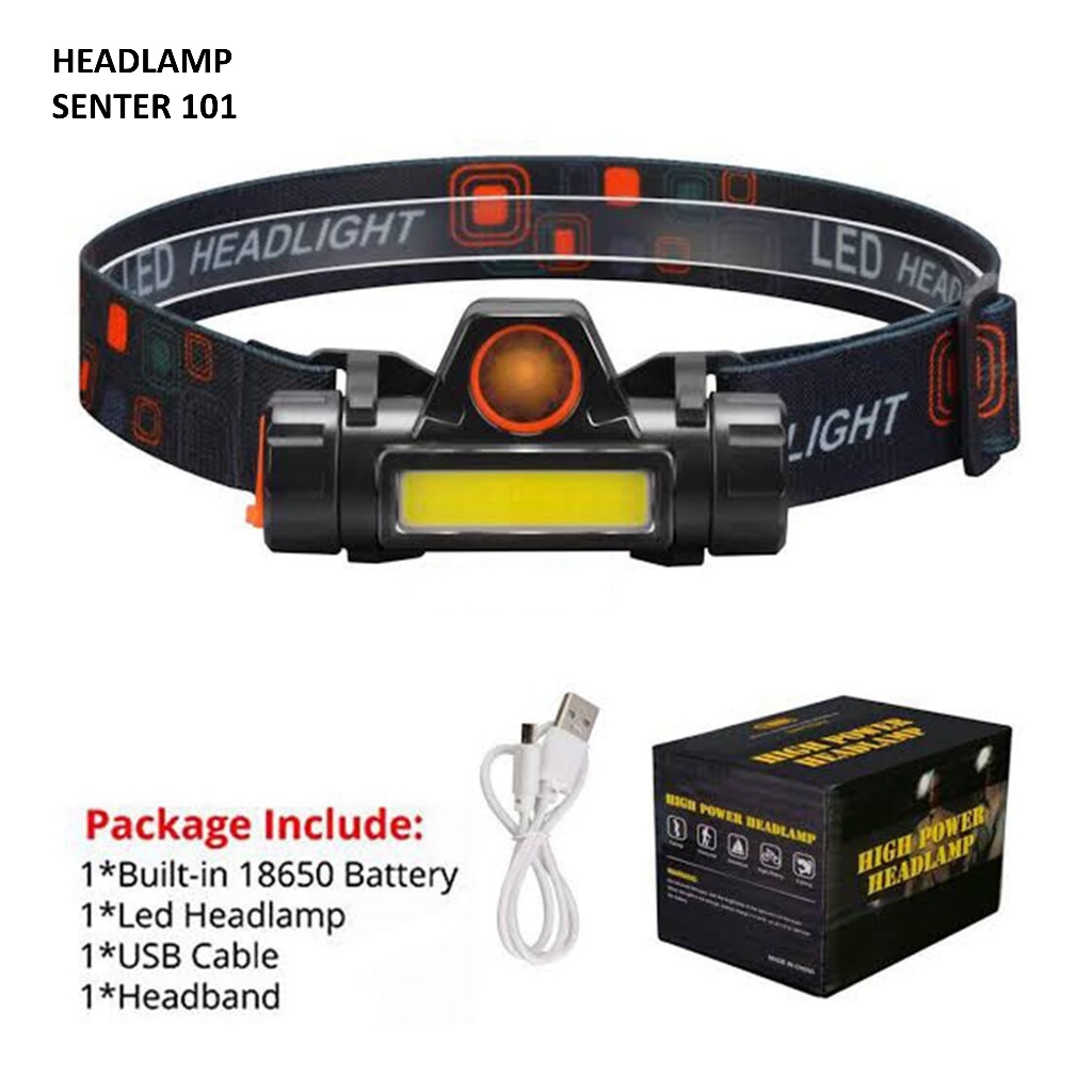 Jual SENTER 101 HEADLAMP KEPALA MINI 3 LED SUPER TERANG / HEADLAMP USB ...