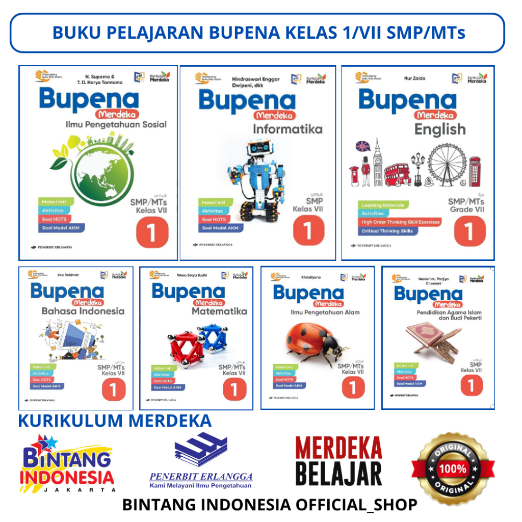 Jual ERLANGGA-Buku Pelajaran BUPENA Kelas 1/VII SMP/MTs Kurikulum Merdeka | Shopee Indonesia