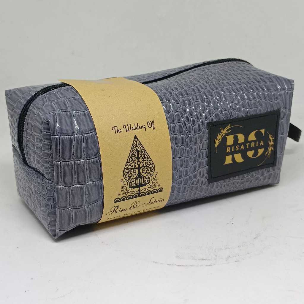 Jual FREE SABLON 19x8x8 Souvenir Pouch Boxy Croco Glossy/ Kemas Plastik ...
