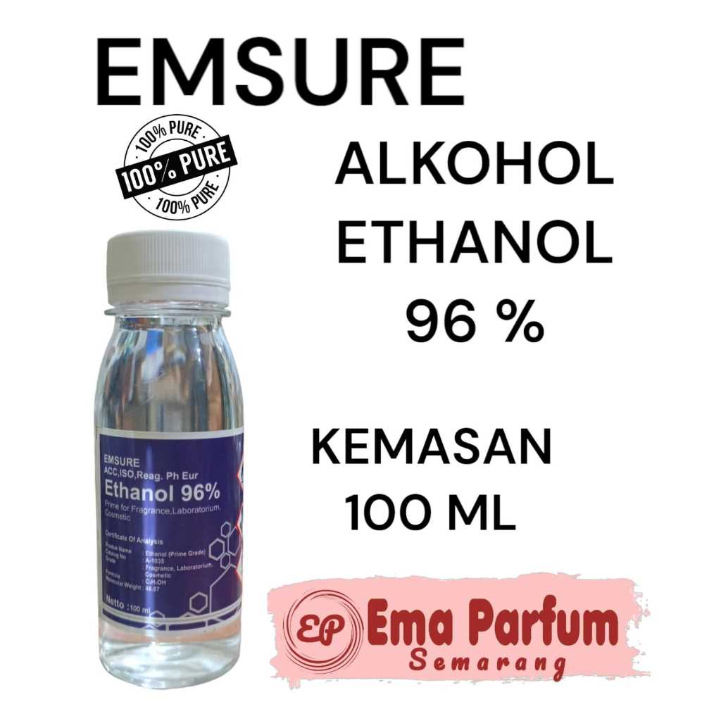 Jual (100 ML) ETHAN0L EMSURE 96% KEMASAN 100 ML. ETHANOL EMSURE ...
