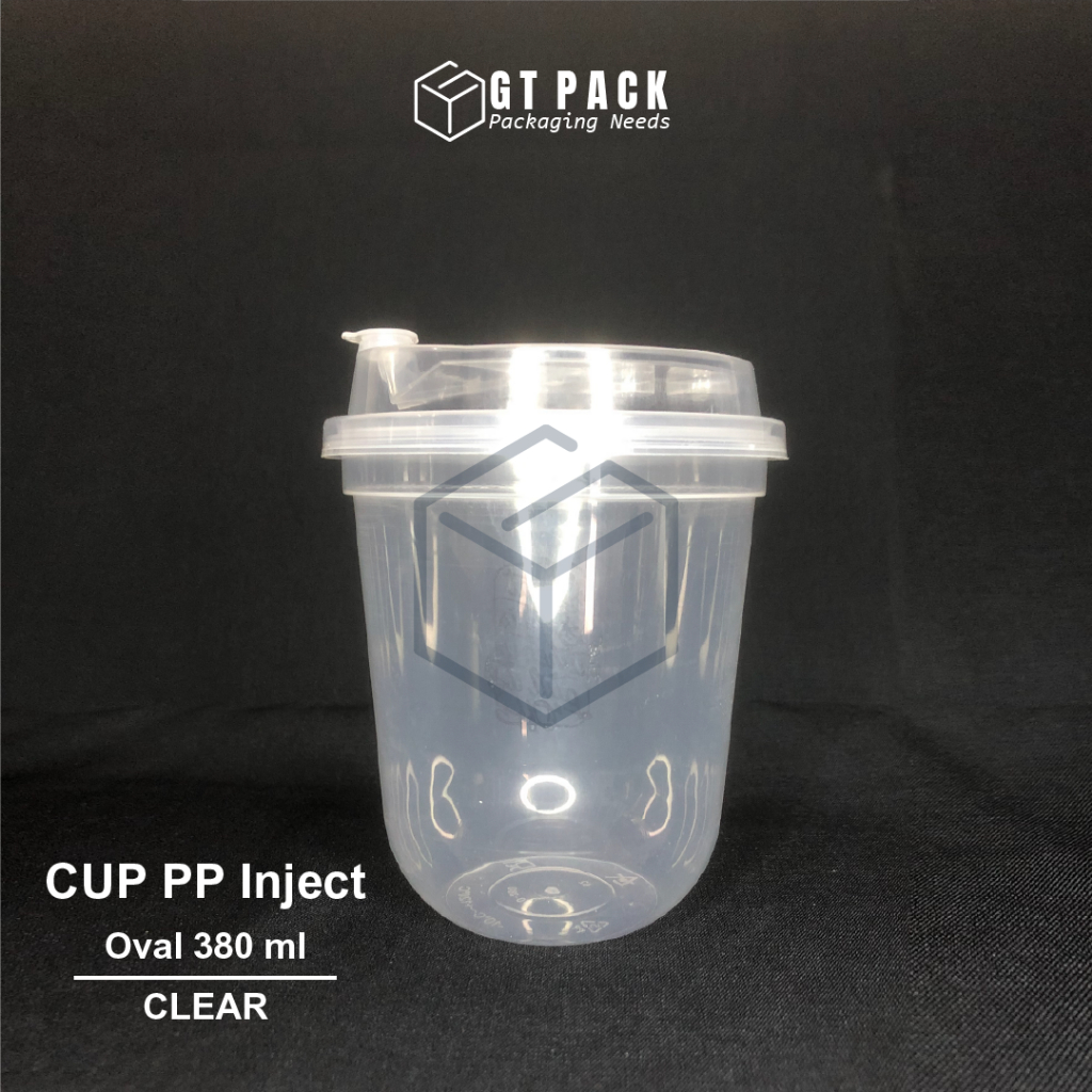 Jual Cup Plastik PP Injection Oval 380 ML (Clear) + Tutup | Shopee ...