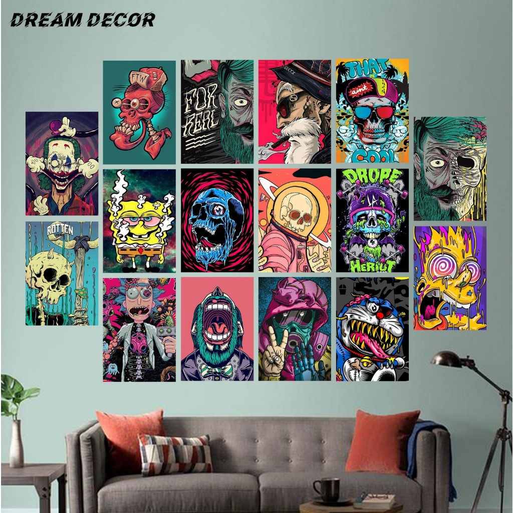 Jual Isi 16 pcs Poster Dinding Kamar Aesthetic [DD11] Ukuran A4 A5 A6 ...