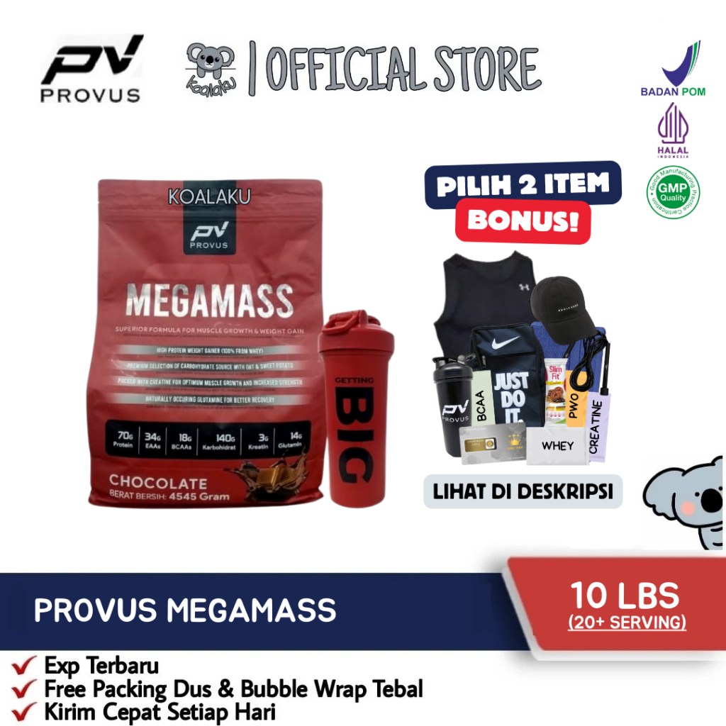 Jual Provus Mega Mass Gainer 10lbs 4.5 kg 15lbs Megamass Susu Protein ...