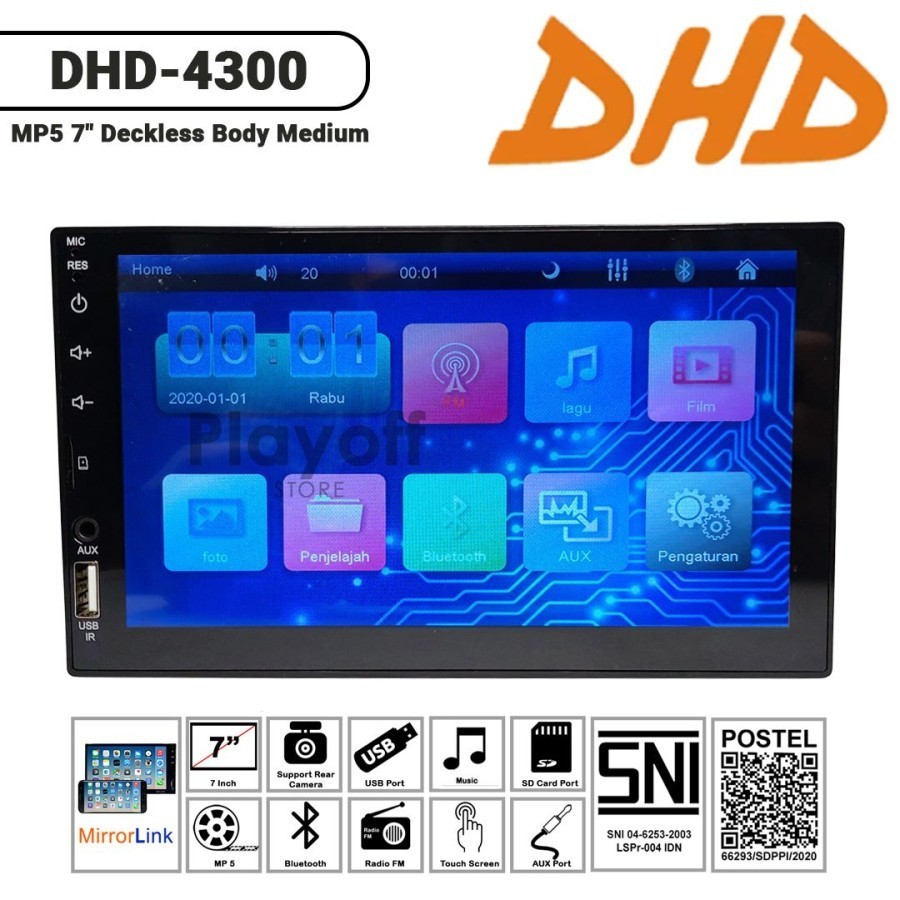 Jual DHD-4300 MP5 - TV Mobil Head Unit Double din Universal + Mirror ...