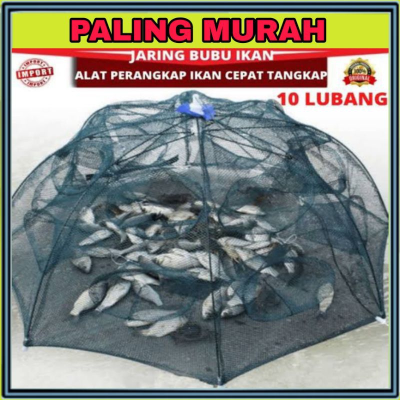 Jual Jaring Ikan Lipat Dekagonal 20 Hole Fishing Net Trap Cage - H14572 ...