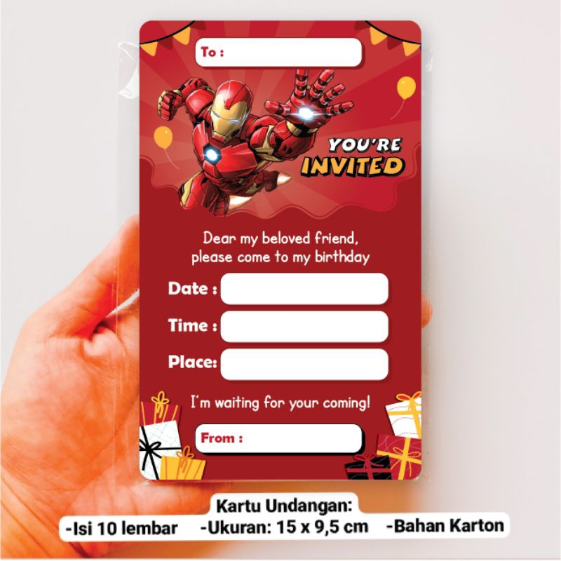 Jual KARTU UNDANGAN IRONMAN AVENGERS MARVEL SPIDERMAN ULTAH ULANG TAHUN ISI 10 HAPPY BIRTHDAY ...