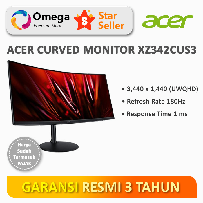 Jual Monitor Acer Nitro XZ342CUS3 34" Curved Ultrawide 1440p 180Hz 1ms ...