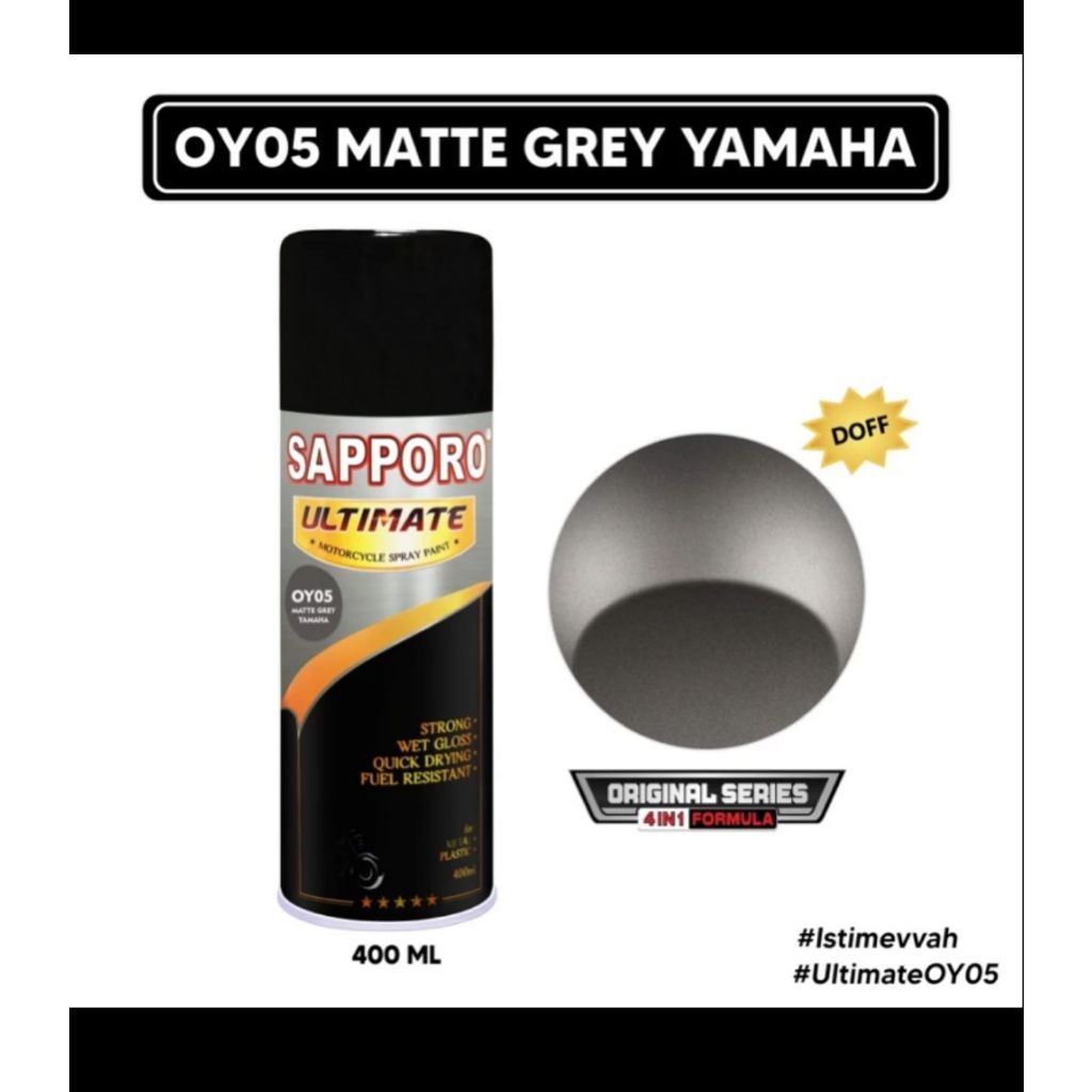 Jual Sapporo Ultimate OY05 Matte Grey Yamaha (Original) / Cat Aerosol ... Jual Sapporo Ultimate OY05 Matte Grey Yamaha (Original) / Cat Aerosol ...