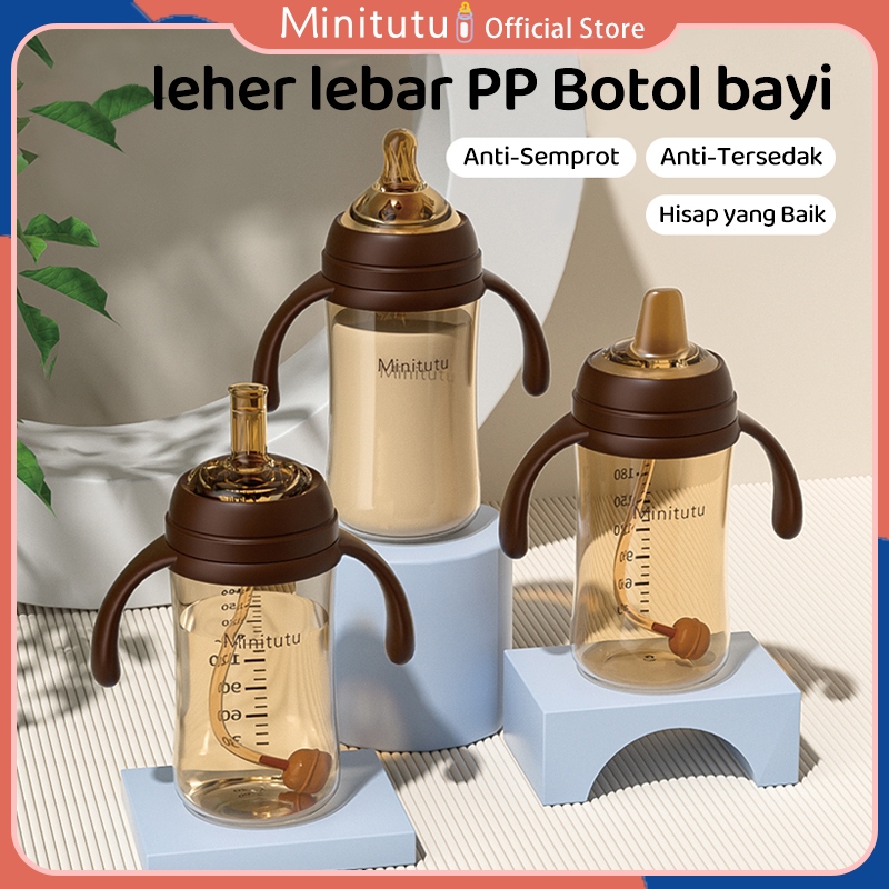 Jual Minitutu Botol Susu Bayi (WIDE NECK) PP Nano Perak Botol Susu 3 IN 1 puting susu Gravity ...
