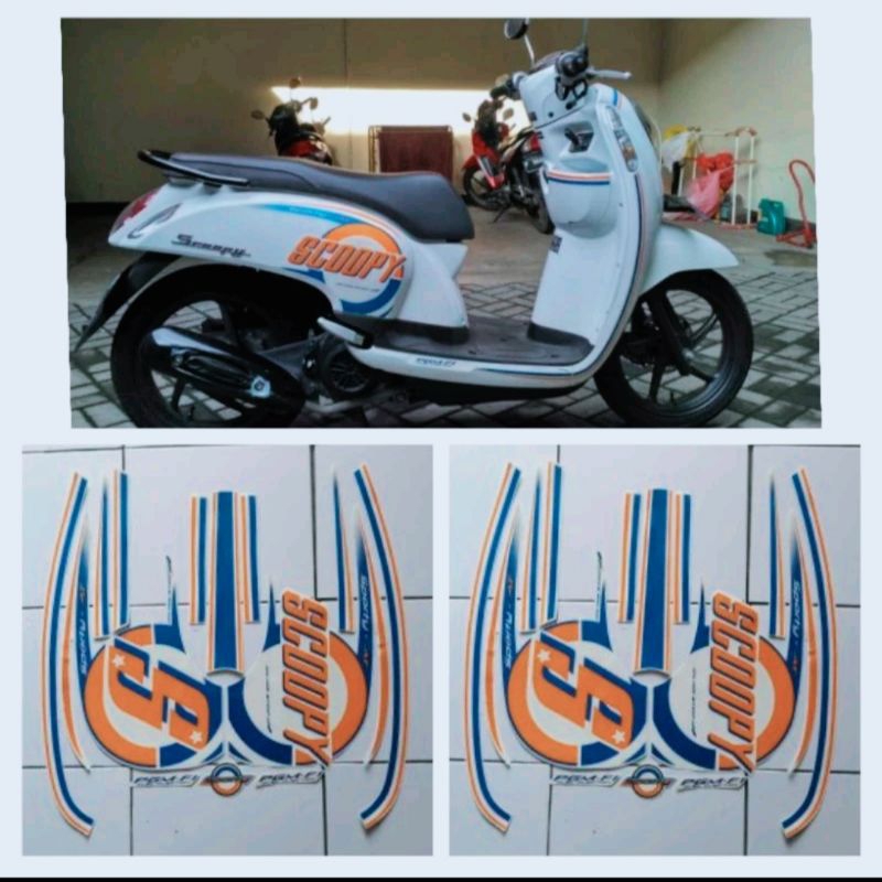 Jual stiker striping motor scoopy fi 2015 2016 putih lis bodi standar ...