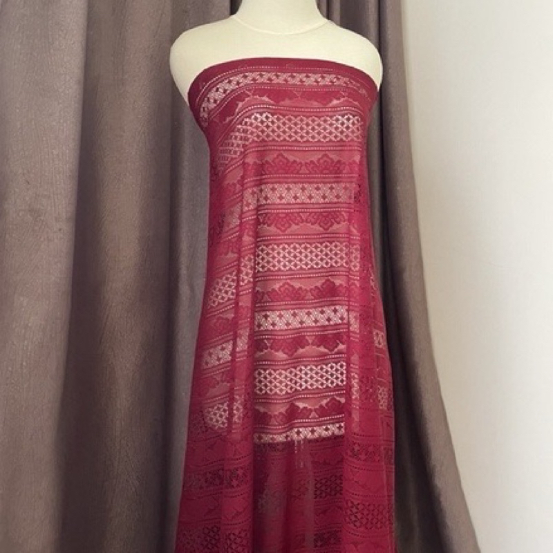 Jual 1 roll kain brokat lace crown warna merah maroon isi 51 yard ...