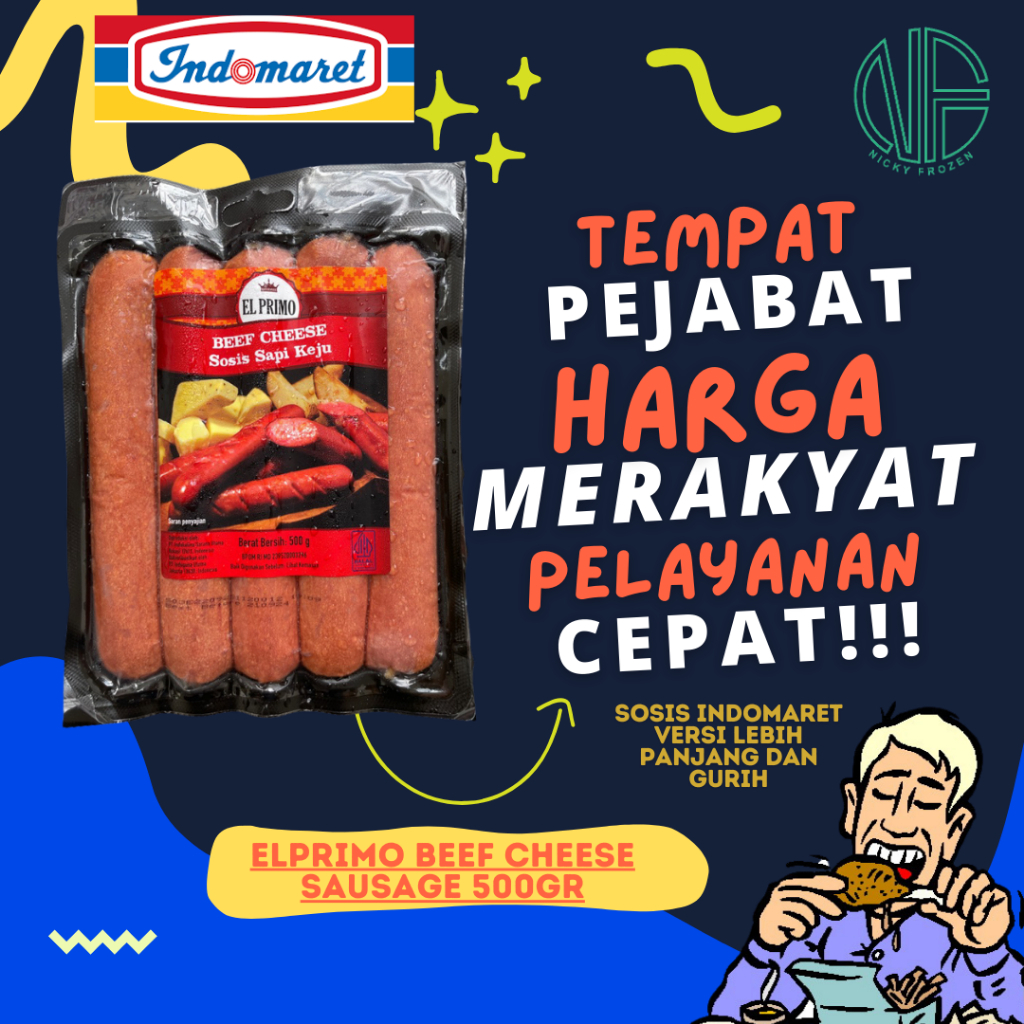 Jual EL PRIMO BEEF CHEESE SAUSAGE 500gr / SOSIS INDOMARET | Shopee ...