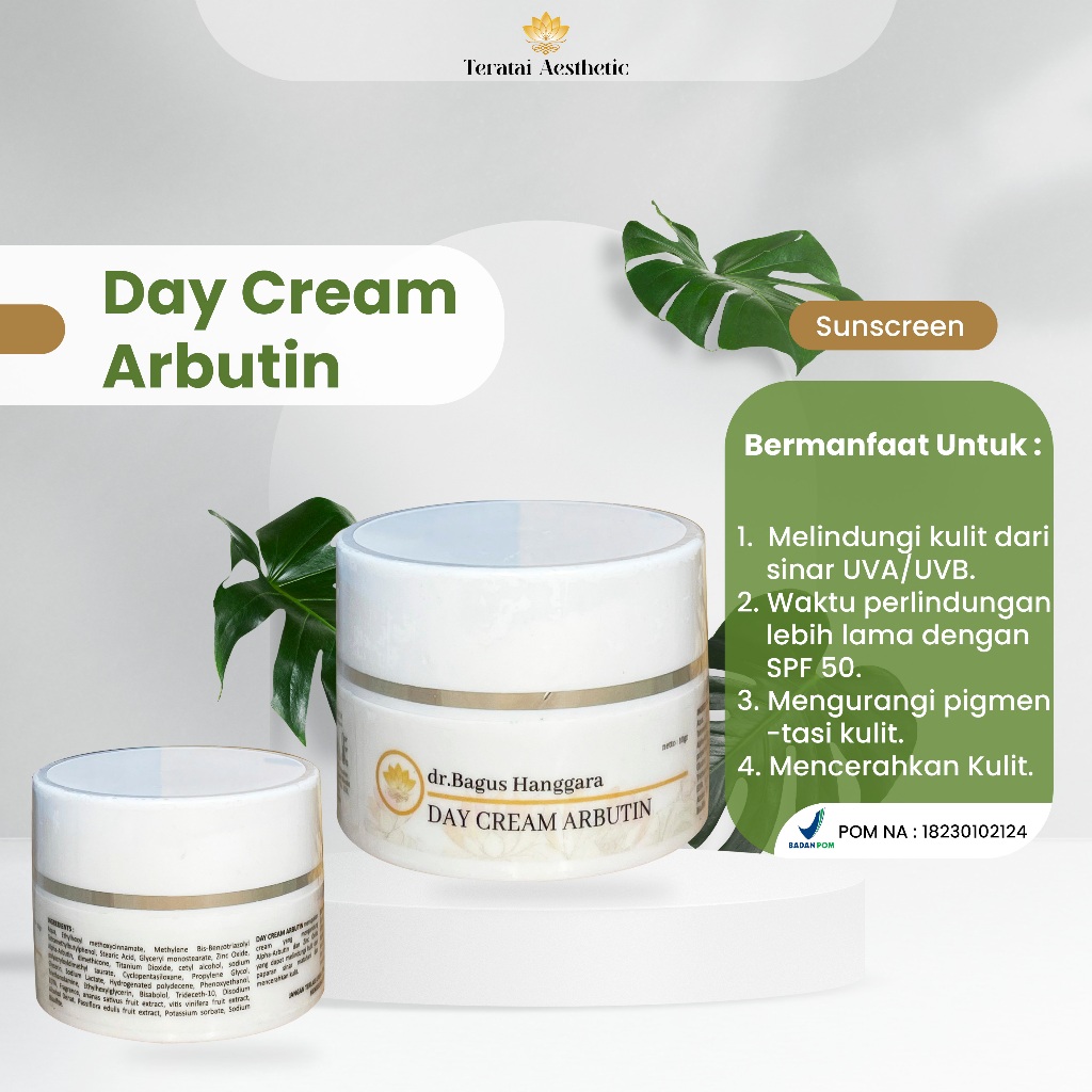 Jual Day Cream Arbutin By Teratai Aesthetic (Sunscreen, Pencerah Wajah ...