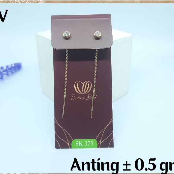 Jual LMV Anting Tusuk Emas Muda Panjang 375 Original Lestari Gold ...