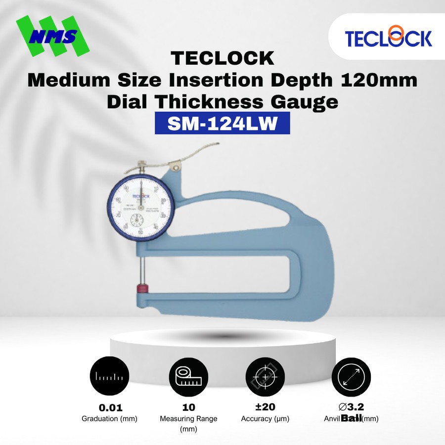 Jual TECLOCK SM-124LW Dial Thickness Gauge 10mm with Insertion Depth 120mm | Shopee Indonesia