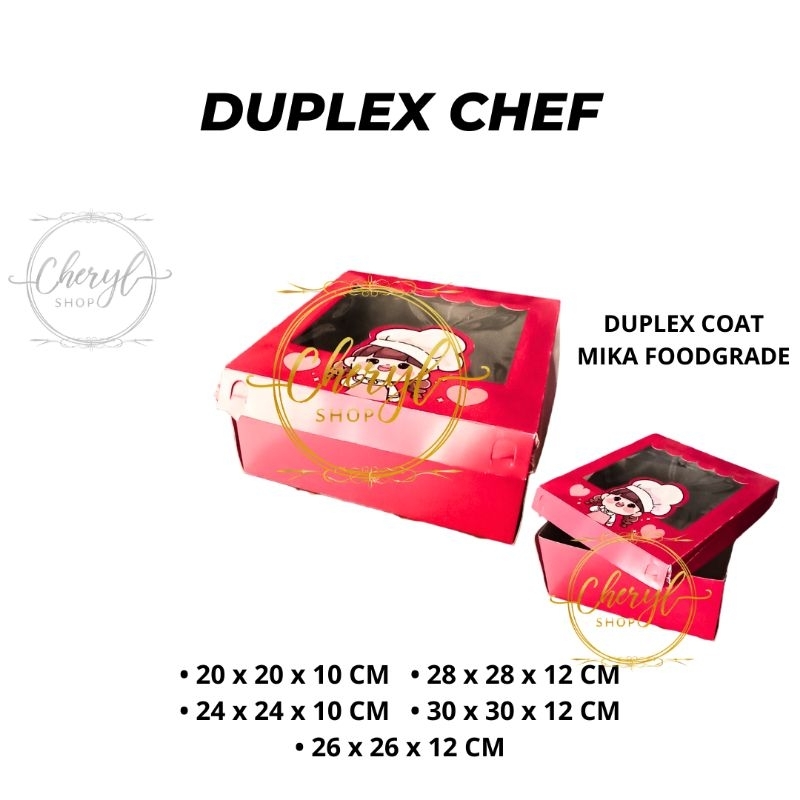 Jual (10 PCS) DOS / DUS KUE DUPLEX MERAH CHEF WINDOW TINGGI 10 CM & 12 ...