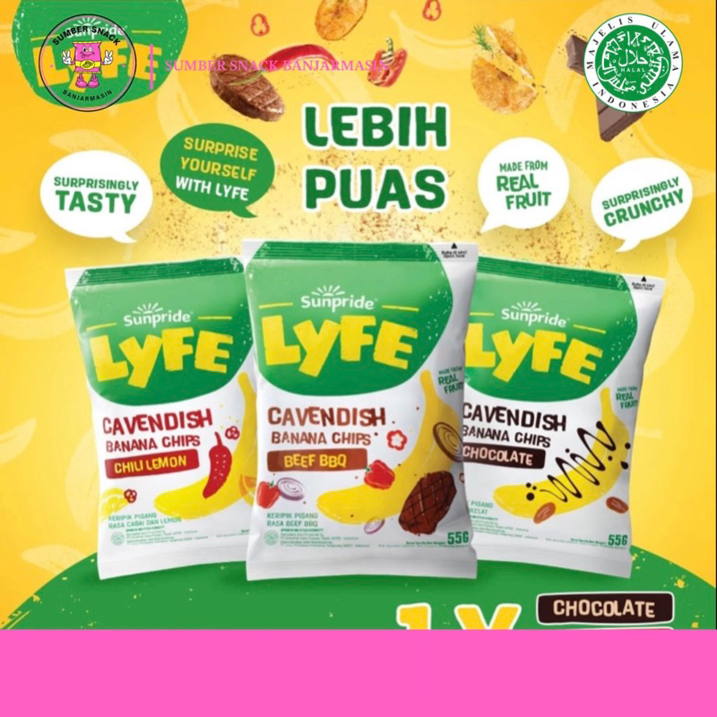 Jual Sunpride Lyfe Cavendish Banana Chips (55g) (2 Varian Rasa ...