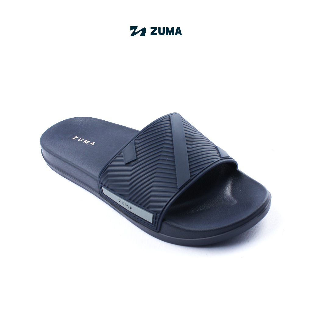 Jual Zuma Men Slide Max 15 Navy, Sandal Slop Pria Karet Slip On Polos ...