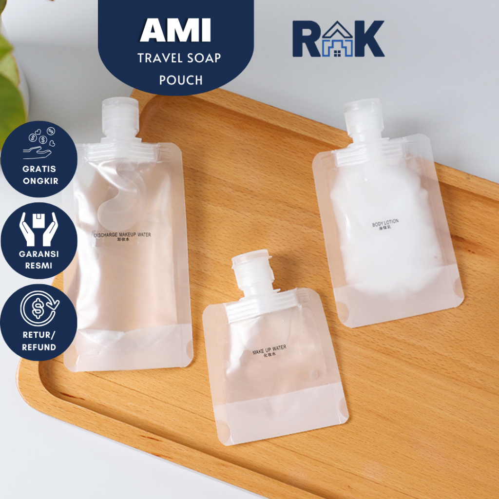 Jual RAK - AMI Travel Pouch Botol Refill Travel Tempat Sabun Travel ...