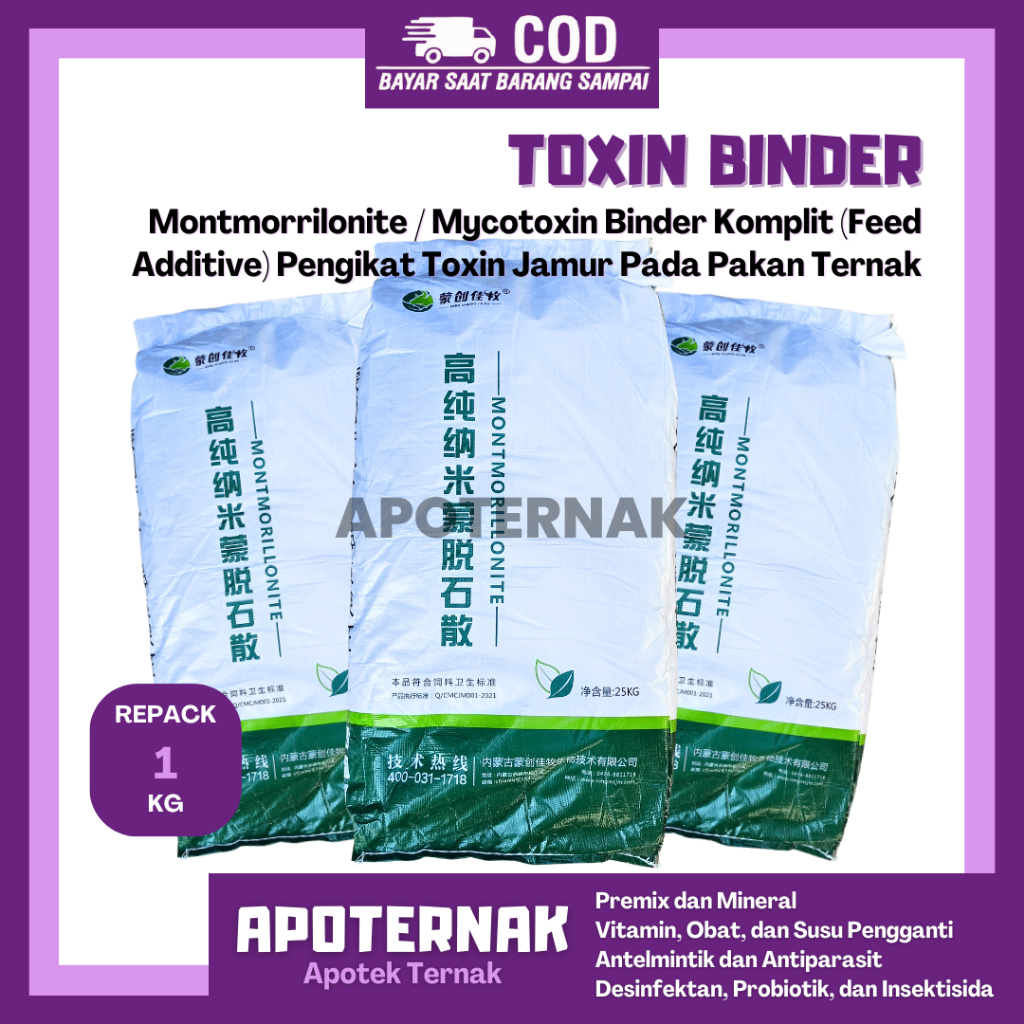 Jual TOXIN BINDER PAKAN MONTMORILLONITE 1 KG - Feed Additive Pengikat ...