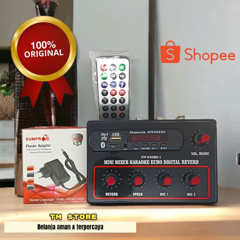 Jual Mixer mini Bluetooth mp3 + echo reverbe and speed mic 2 chanel ...