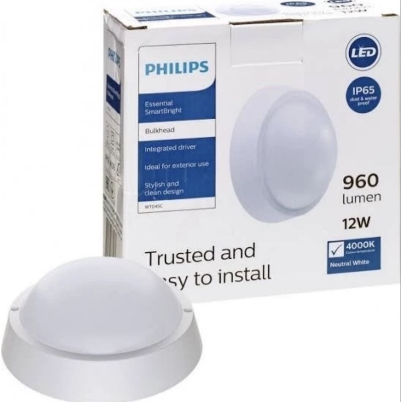 Jual Lampu Dinding Outdoor Philips SmartBright Bulkhead WTC045C 12w ...
