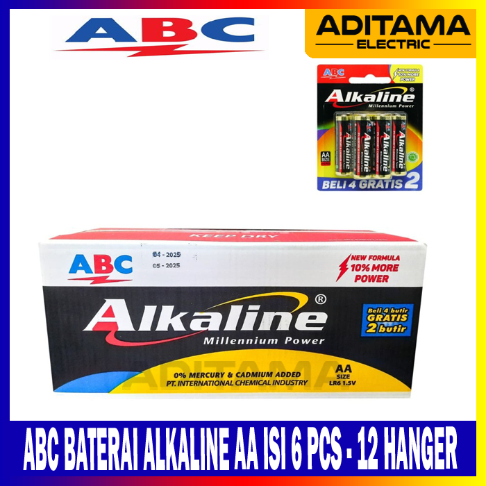 Jual HARGA 1 BOX BATERAI ABC ALKALINE AA A2- 6Pcs ISI 12 HANGER ( 72 ...