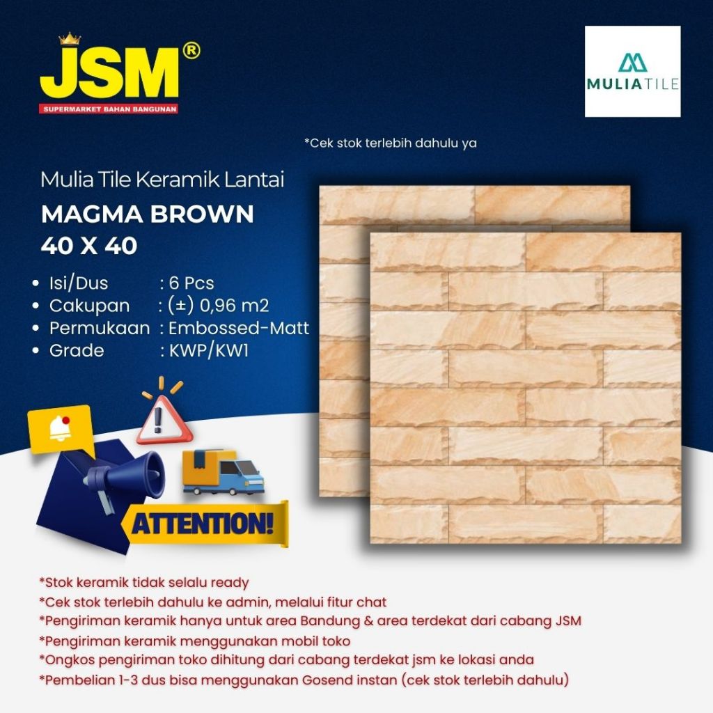 Jual Mulia Tile Keramik Lantai Magma Brown / Coklat Matt 40x40 - JSM ...