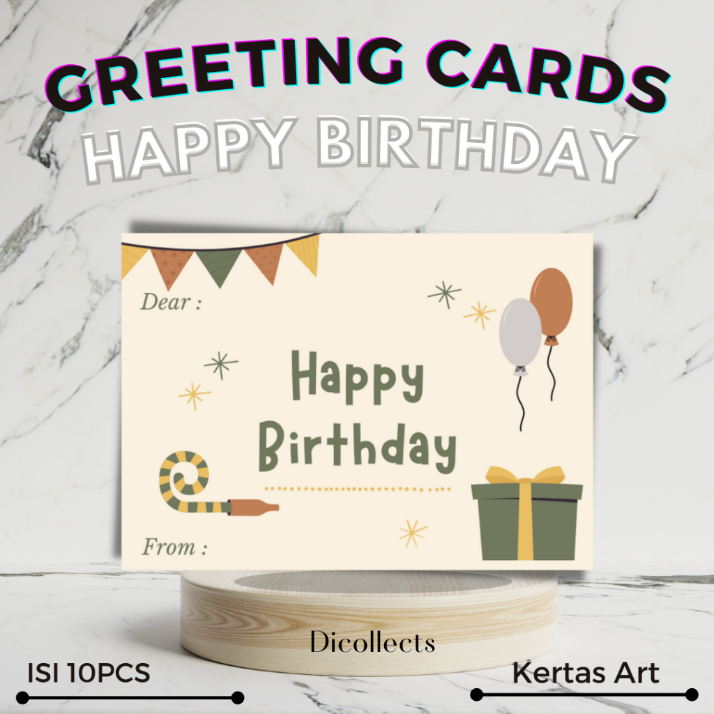 Jual (ISI 10 KARTU) KARTU UCAPAN SELAMAT ULANG TAHUN/HBD/HAPPY BIRTHDAY GREETING CARDSKERTAS ART ...
