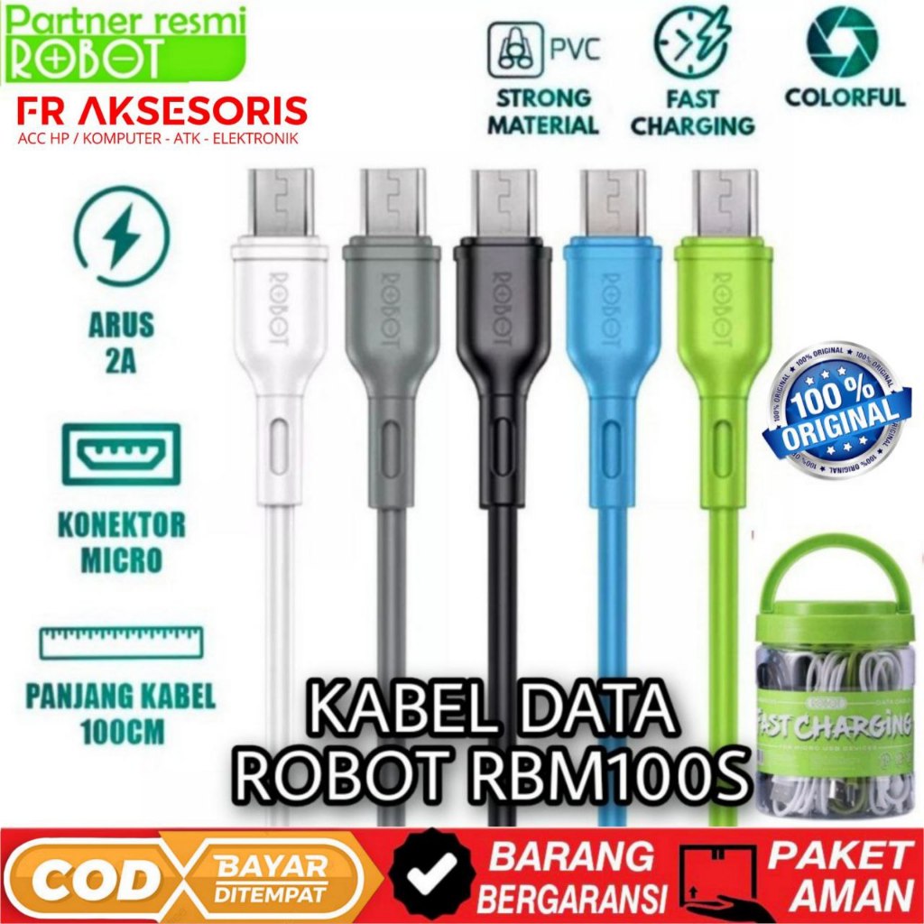 Jual Kabel Data Micro Fash Charging ROBOT RBM100S Micro Data Cable 2A 100CM | Shopee Indonesia