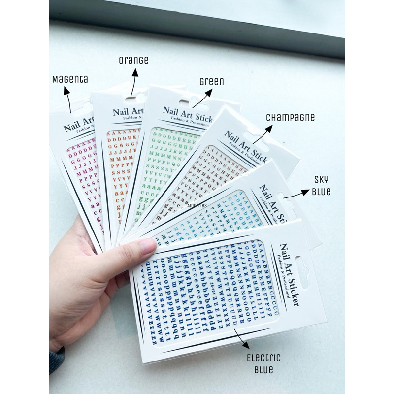 Jual DIY sticker huruf resin nail art alphabet Emas rainbow abjad resin ...