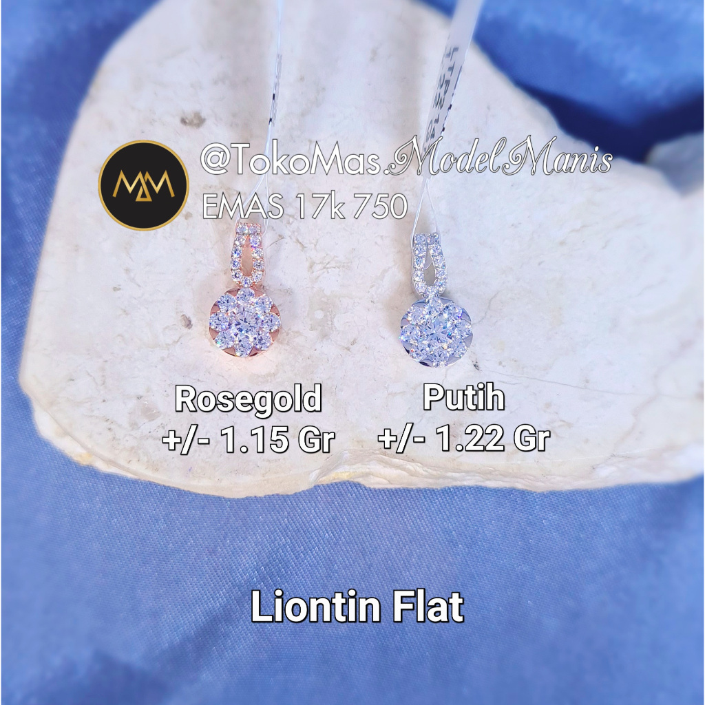 Jual Liontin Bulat Flat Diamond Looks Emas Putih Rosegold 750 kadar 17k ...