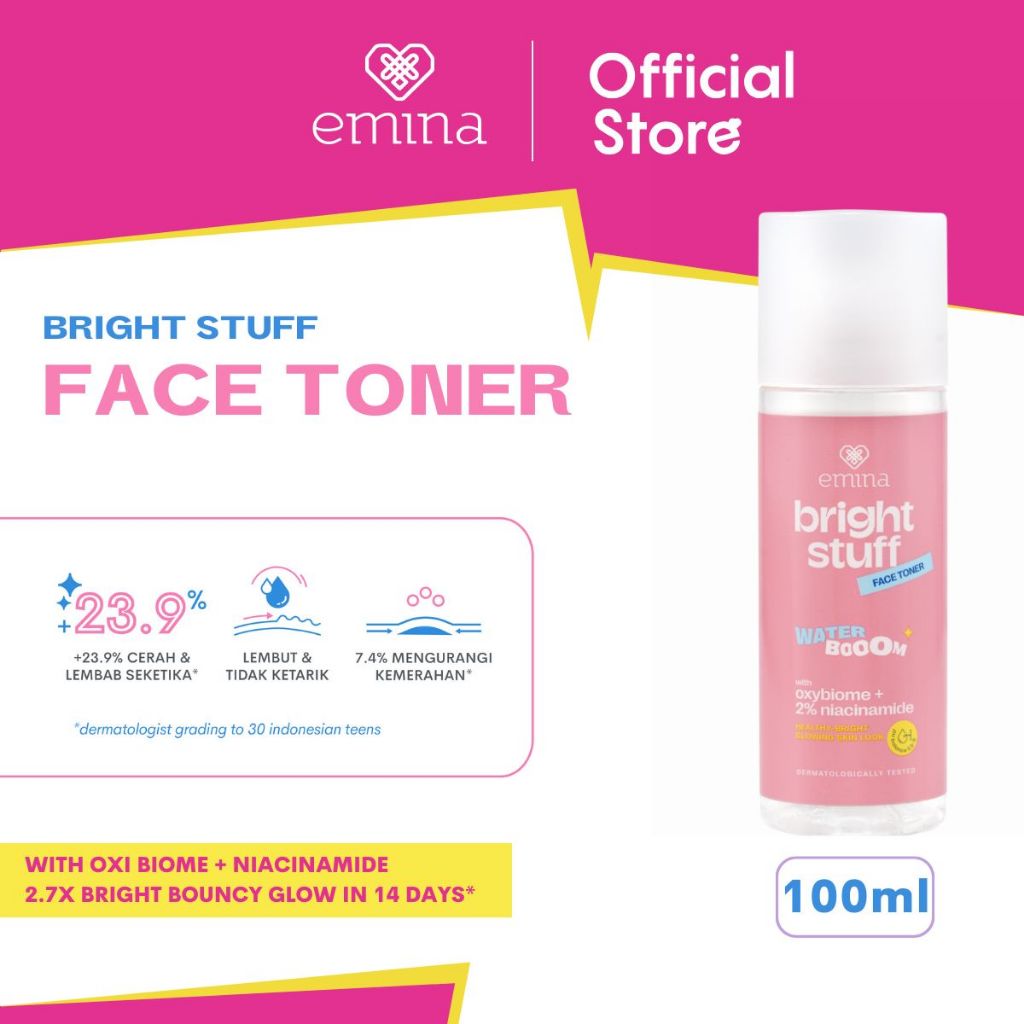 Jual EMINA BRIGHT STUFF FACE TONER 100ML + EMINA BRIGHT STUFF EXFOLIATING TONER 100ML {ORIGINAL ...