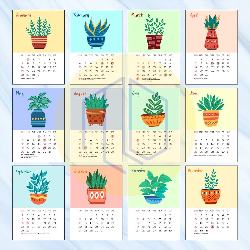 Jual KALENDER 2024 AESTHETIC MOTIF TANAMAN / KALENDER MEJA / KALENDER ...