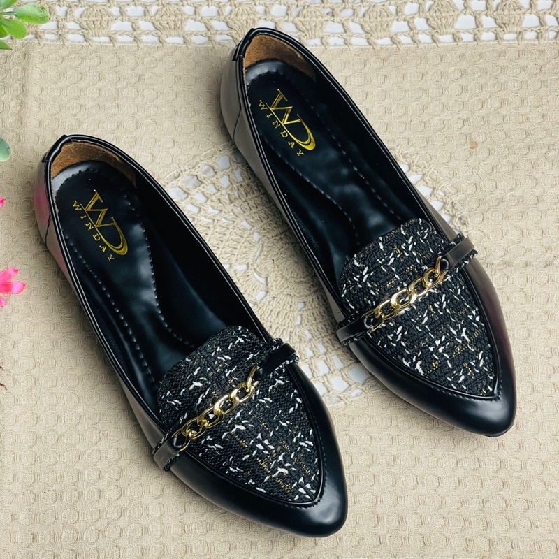 Jual windaili REVA - Sandal Wanita FlatShoes Balerina Motif Rantai Gold ...