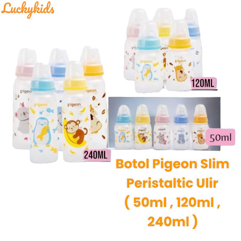 Jual Botol Susu Pigeon Slim Neck Peristaltic Ulir/Botol Pigeon Standar Ulir 50ml 120ml 240ml ...