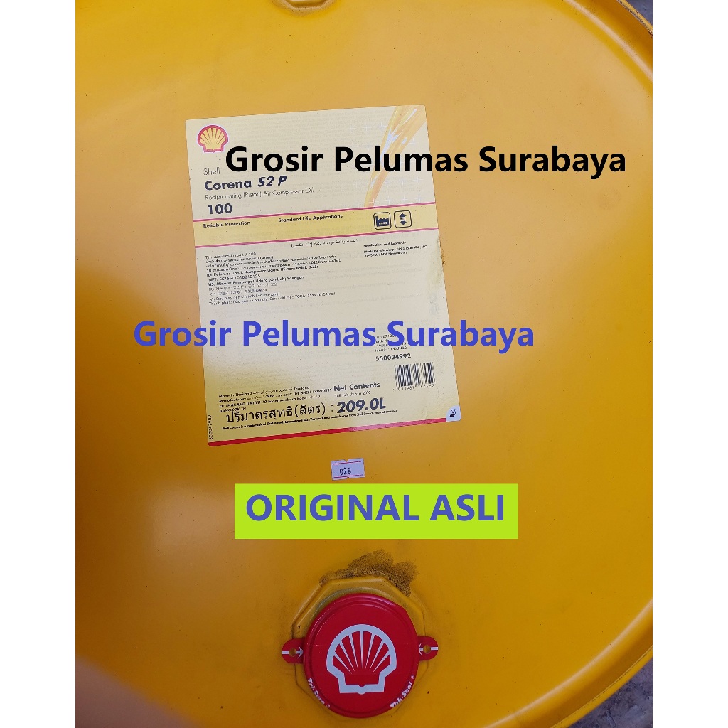 Jual Oli Kompresor udara Air Compressor oil Shell Corena S2 P 100 DRUM ...
