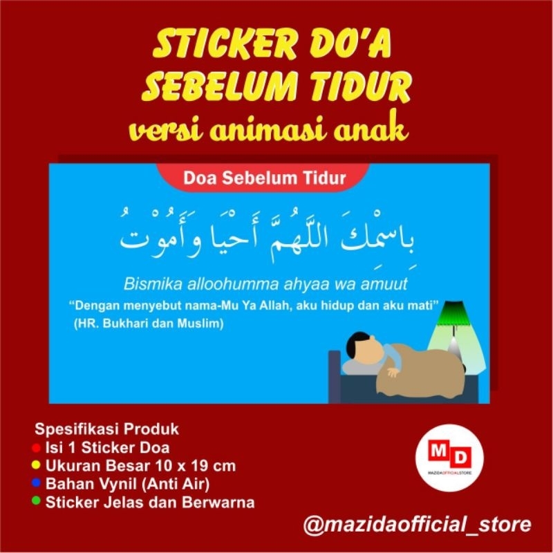 Jual Sticker Doa Sebelum Tidur Anak Ukuran Besar Anti Air | Shopee ...
