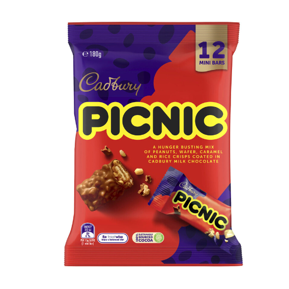 Jual Cadbury Picnic Chocolate Sharepack 12 Pack | 180g Australia ...