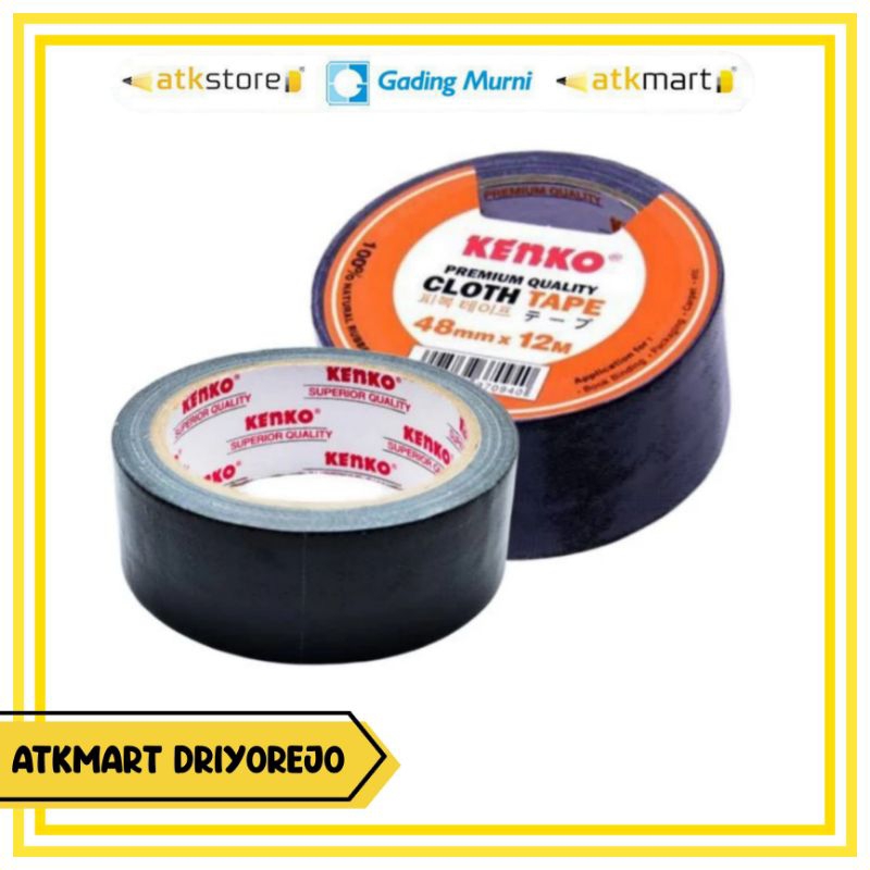 Jual KENKO CLOTH TAPE LAKBAN KAIN HITAM 24 MM 36 MM 48 MM ISOLASI JILID ...