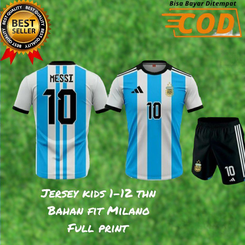 Jual jersey anak usia 1-12 thun baju bola anak Lionel Messi timnas2023 ...