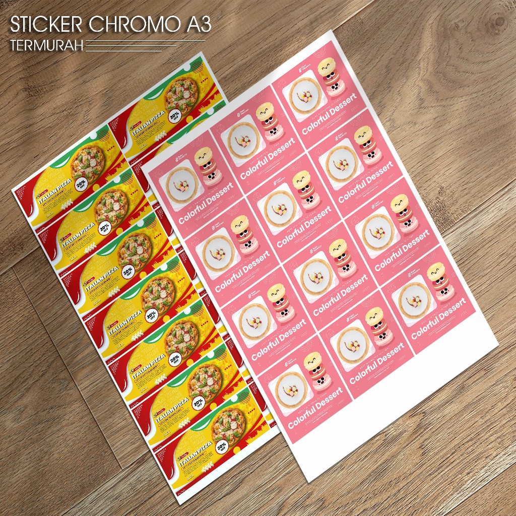 Jual TERMURAH - Cetak Sticker Chromo A3 / Stiker Label Makanan / Cetak ...