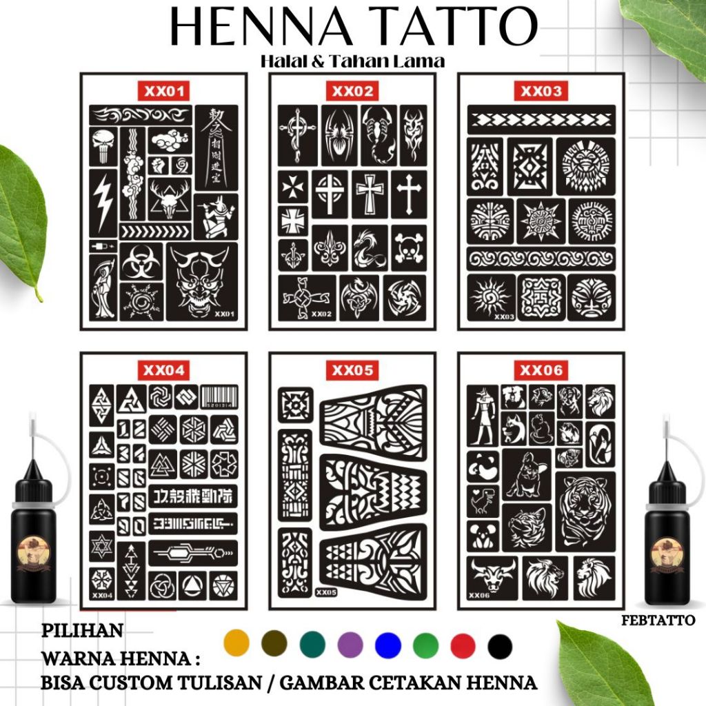 Jual Henna Tato Halal Tahan Lama Bisa Custom Hena Kit 10ml HEN XX01 ...
