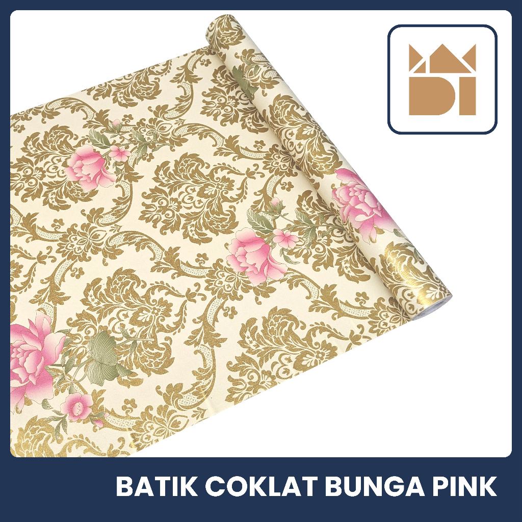 Jual Wallpaper Stiker Dinding Motif Batik Coklat Bunga Pink, Wallpaper Stiker Dinding Motif ...